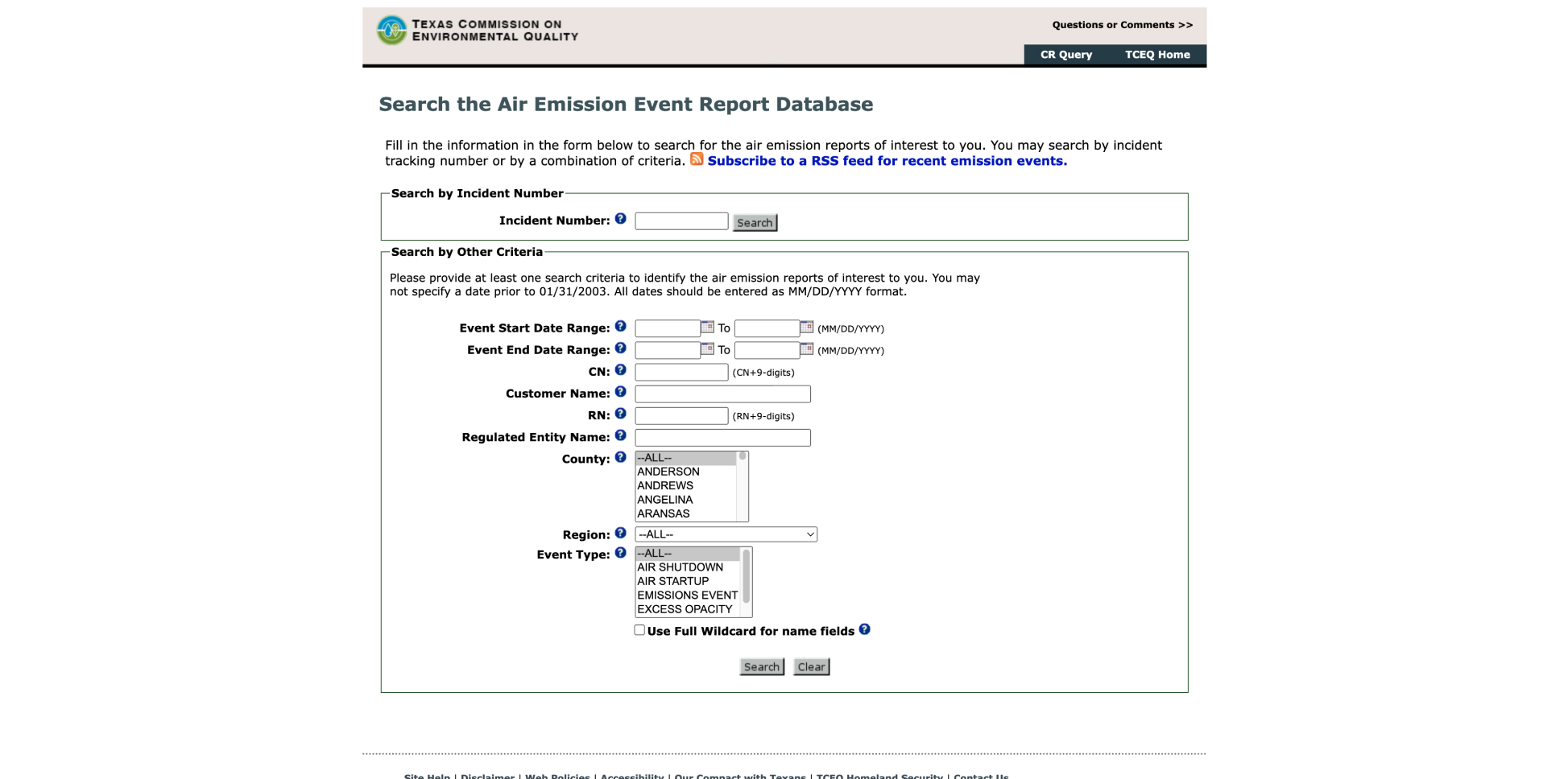 Texas Air Emission Event Report Database (via STEERS) - Clear Collaborative